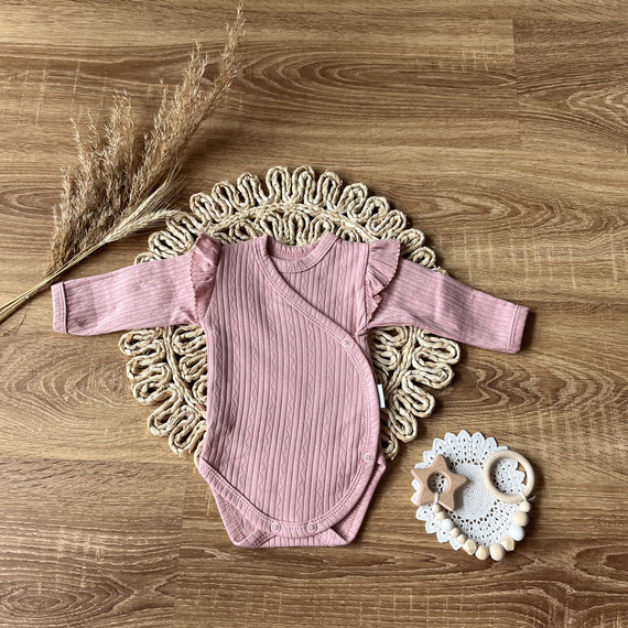 Body kopertowe z długim rękawem BDAG006 EkoBaby Mamatti - różowy (98213 ...